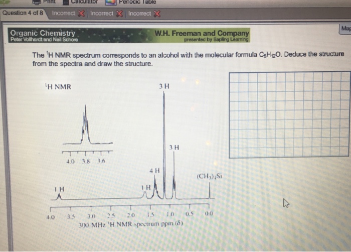 Solved The^1H NMR spectrum corresponds to an alcohol with | Chegg.com