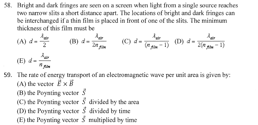 Solved 58. Bright and dark fringes are seen on a screen when | Chegg.com