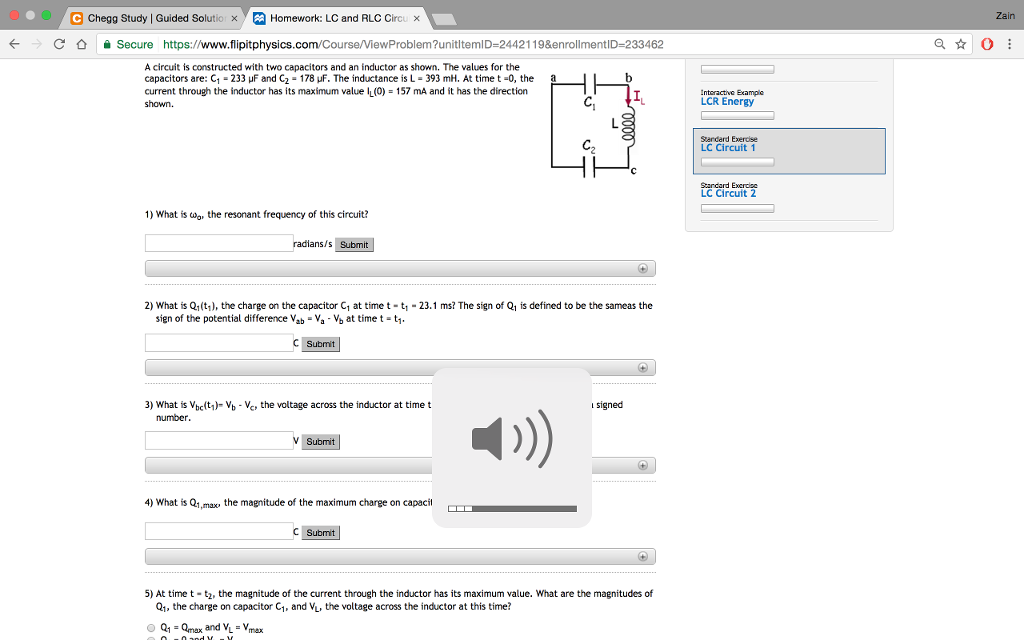 Solved C Chegg Study I Guided Solutio X Homework Lc And Rlc Chegg