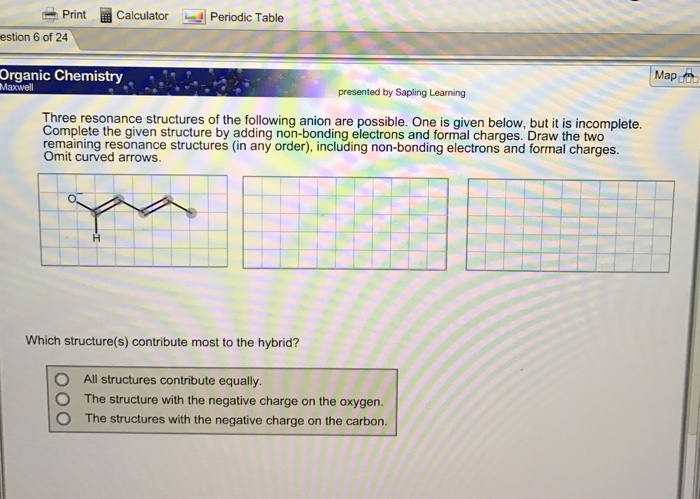 Solved Three resonance structures of the following anion are | Chegg.com