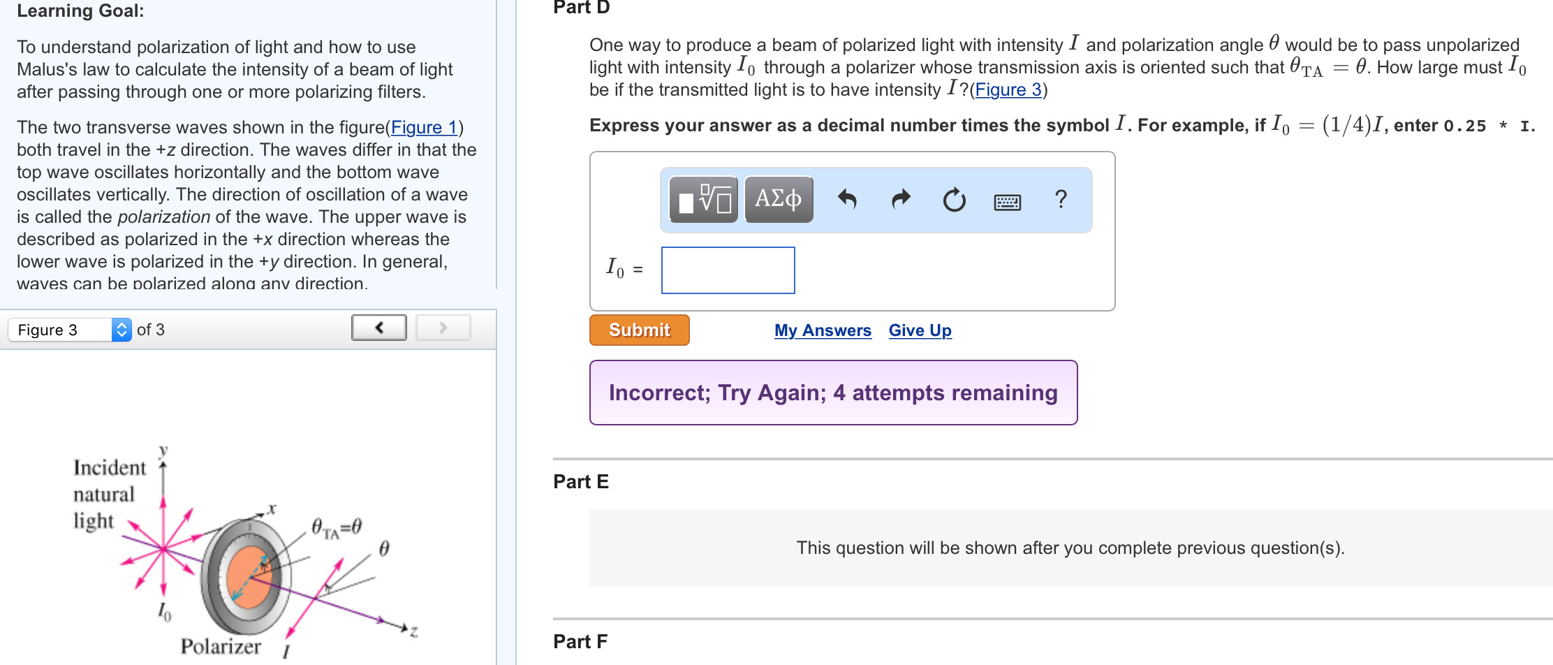 Solved To understand polarization of light and how to use | Chegg.com