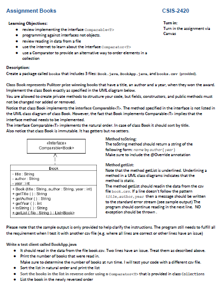 Solved Assignment Books CSIS-2420 Turn inc Learning | Chegg.com