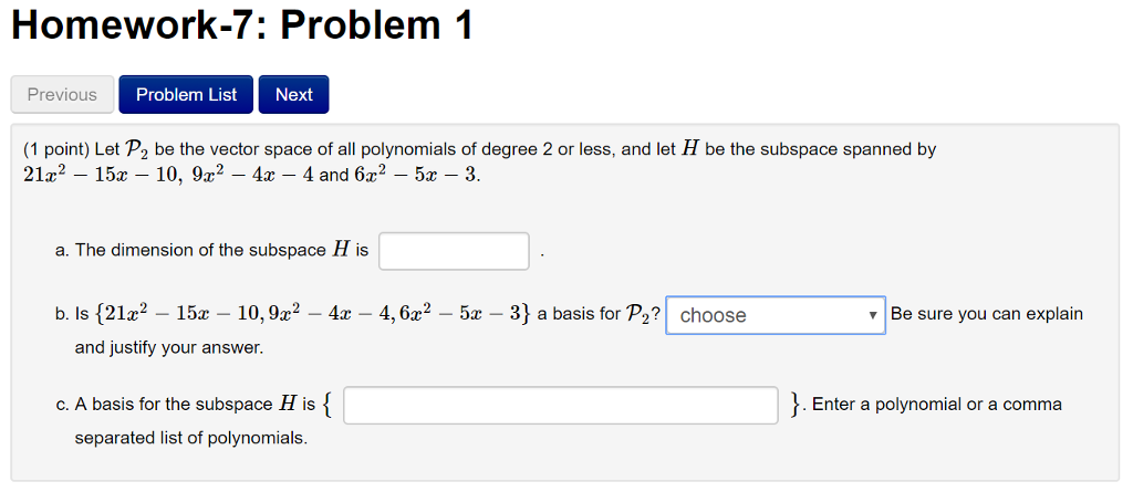 Solved Homework 7 Problem 1 Previous Problem List Next 1