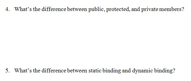 Solved What's the difference between public, protected, and | Chegg.com