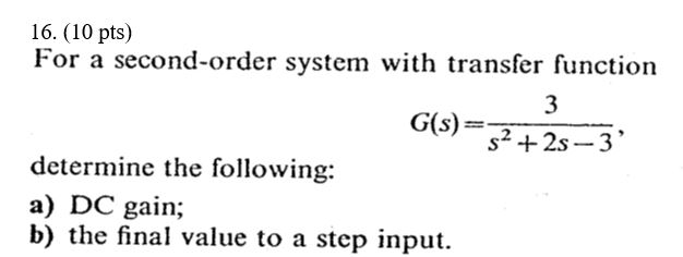 Solved For a second-order system with transfer function | Chegg.com
