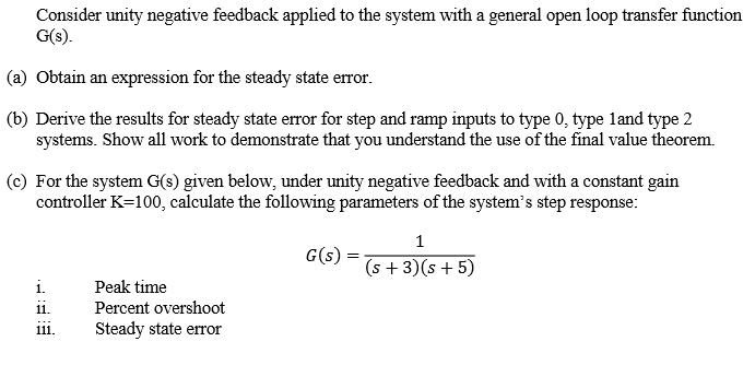Solved Consider unity negative feedback applied to the | Chegg.com