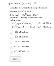 Solved Calculate Delta G degree for the disproportionation | Chegg.com