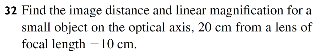 Solved 32 Find the image distance and linear magnification | Chegg.com