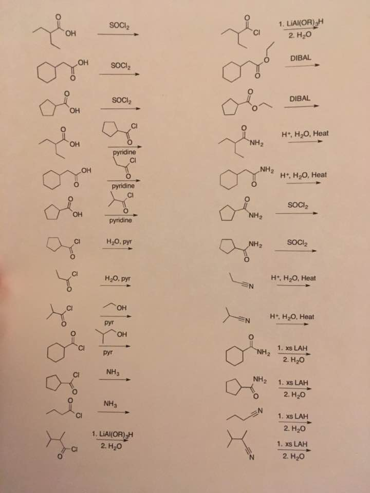 Solved 1. LIAI(OR)H 2. H20 SOCi2 Cl DIBAL OH SOCl2 DIBAL | Chegg.com Solved 1. LIAI(OR)H 2. H20 SOCi2 Cl DIBAL OH SOCl2 DIBAL | Chegg.com