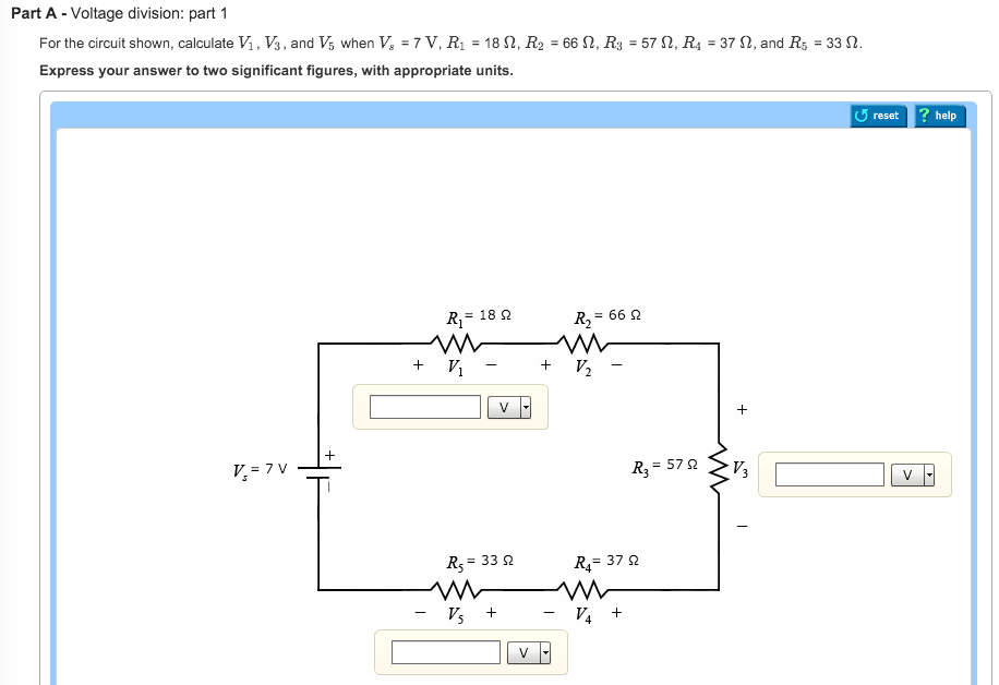 Solved Part A - Voltage division: part 1 For the circuit | Chegg.com