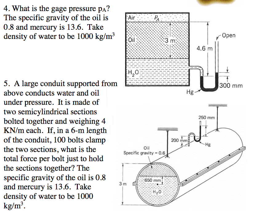 Solved What is the gage pressure p_A? The specific gravity | Chegg.com