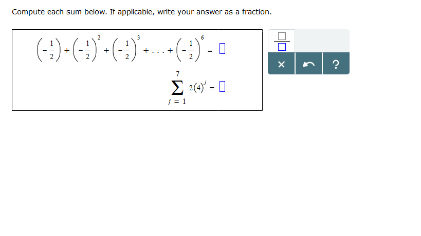 Solved Compute each sum below. If applicable, write your | Chegg.com