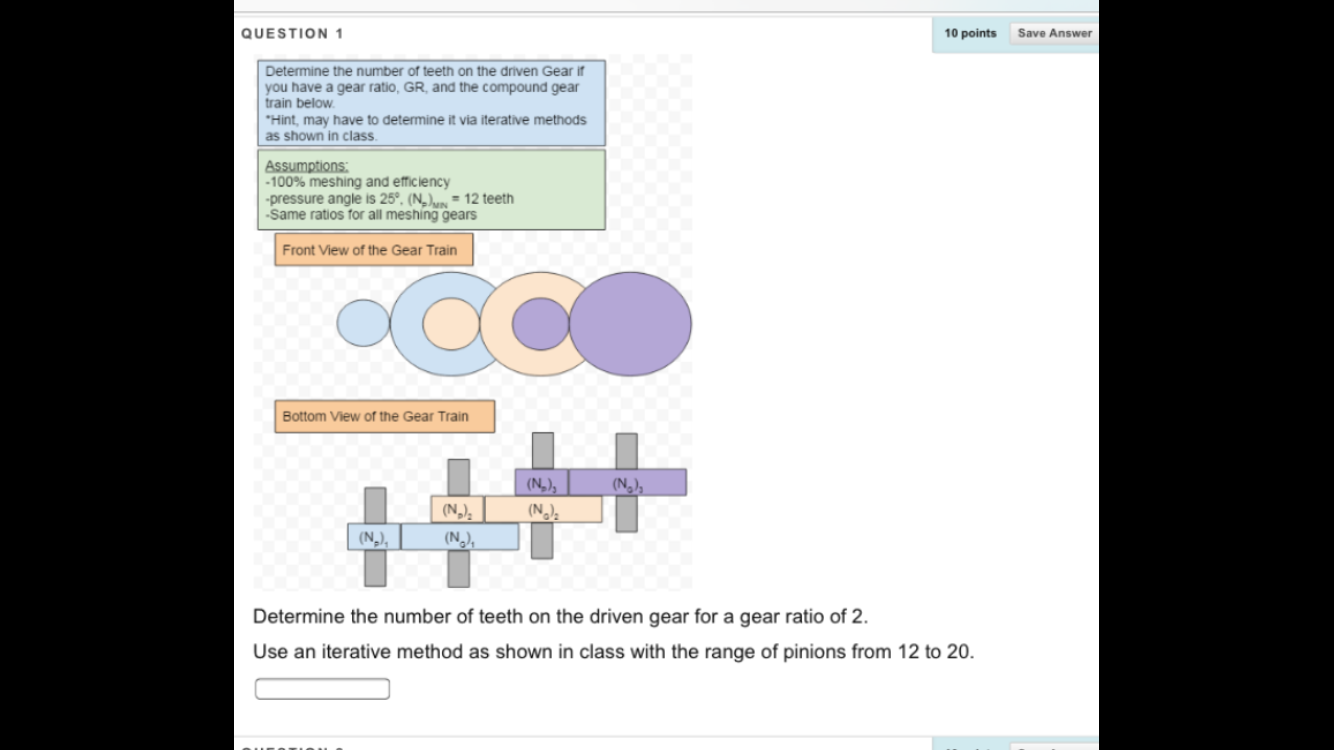 Solved Determine the number of teeth on the driven Gear if | Chegg.com