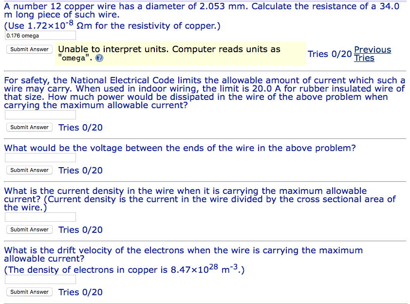 Solved A number 12 copper wire has a diameter of 2.053 mm. | Chegg.com