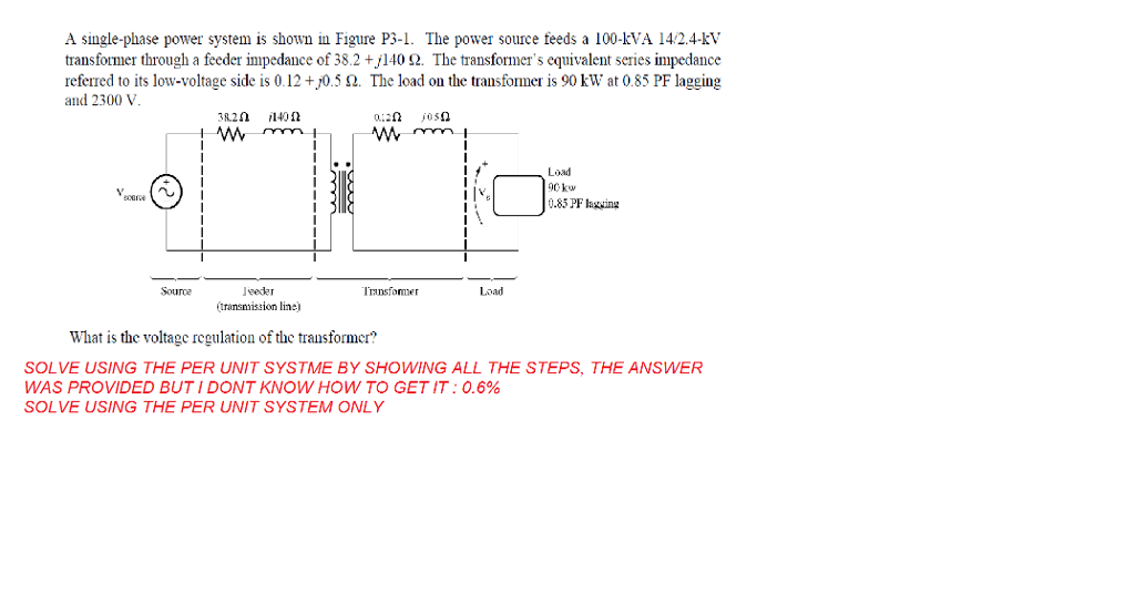 Solved A single-phase power system is shown in Figure P3-1. | Chegg.com