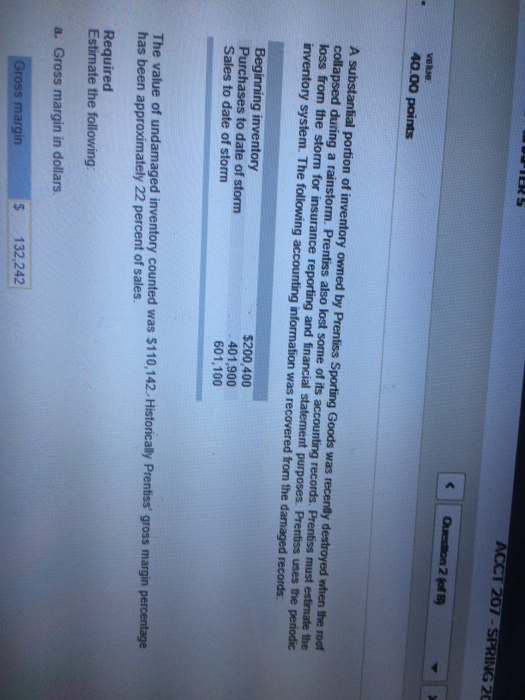 Solved A substantial portion of inventory owned by Prentiss | Chegg.com