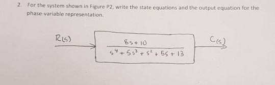 Solved For the system shown in Figure P2, write the state | Chegg.com