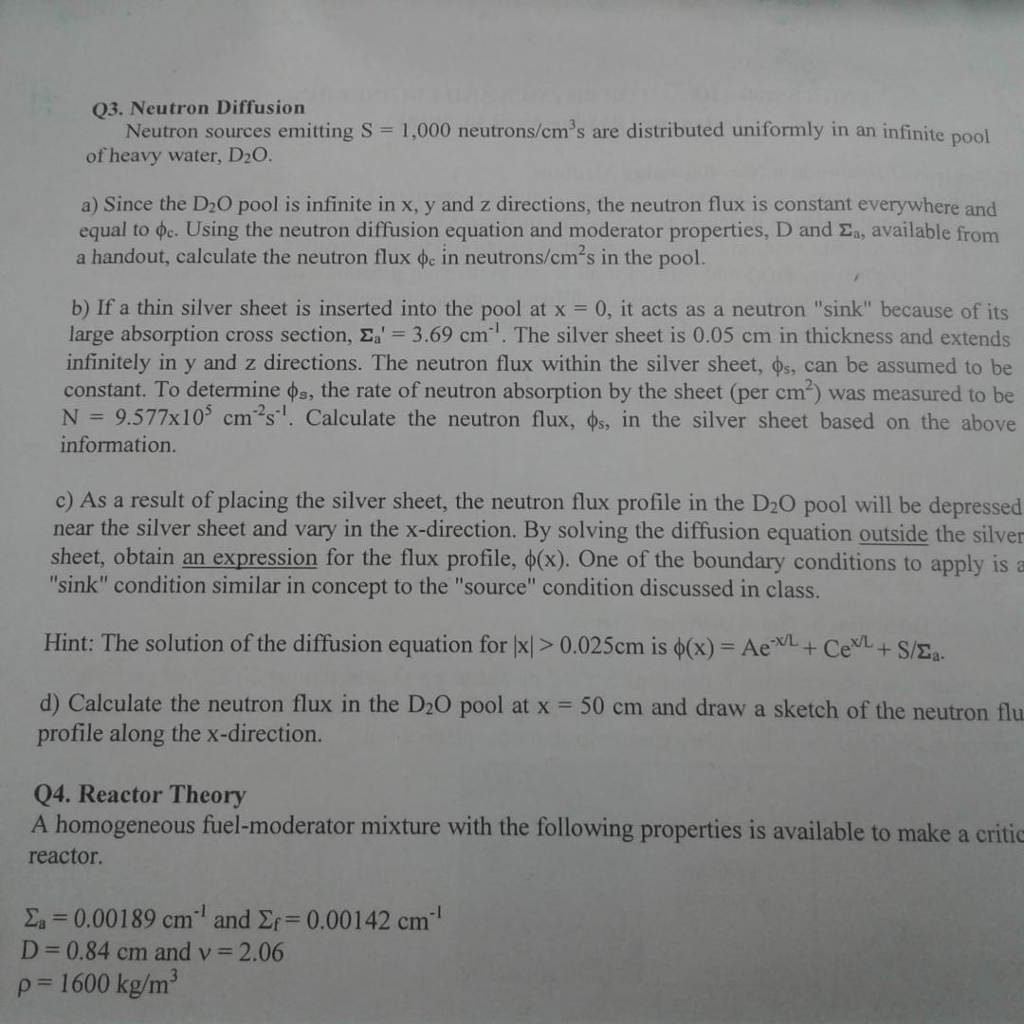 Solved Q3. Neutron Diffusion 1,000 neutrons/cm's are | Chegg.com