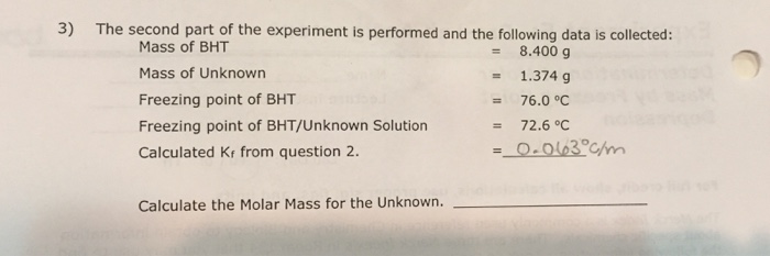 Solved The second part of the experiment is performed and | Chegg.com