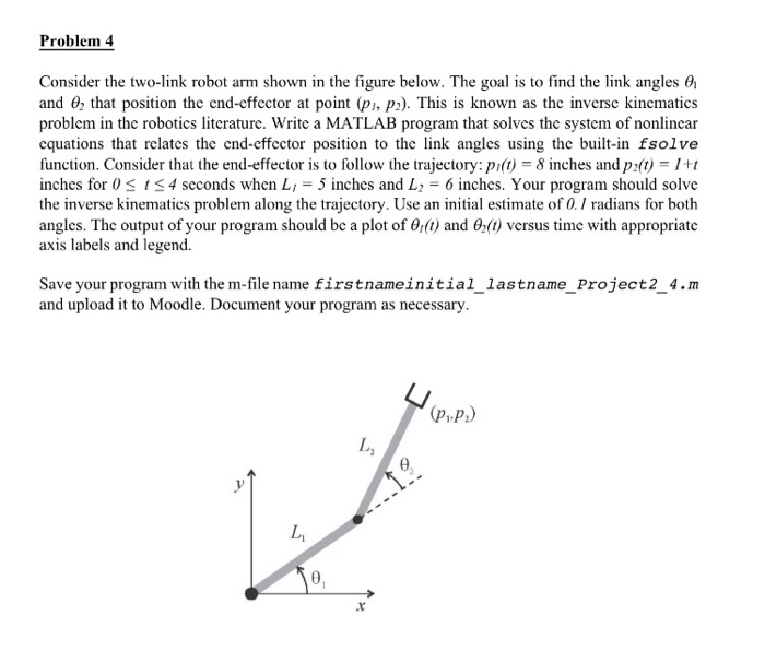 Solved Consider the two-link robot arm shown in the figure | Chegg.com