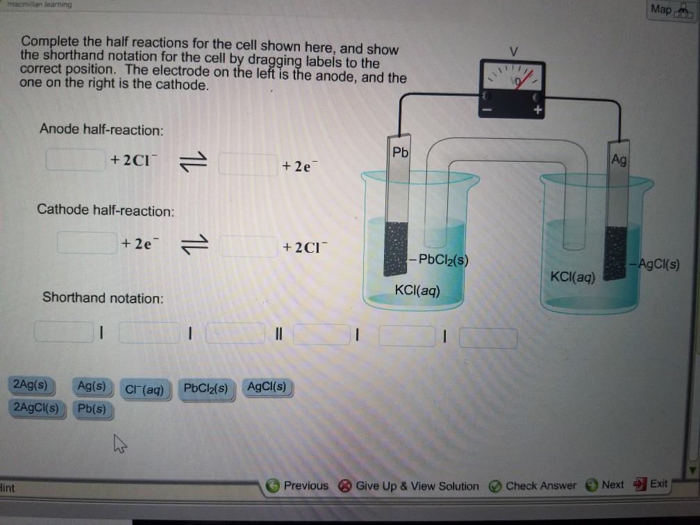 Solved Map macmilian learning Complete the half reactions | Chegg.com