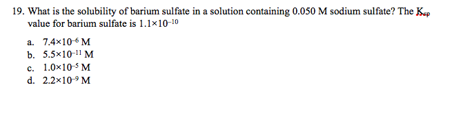 Solved What is the solubility of barium sulfate in a | Chegg.com