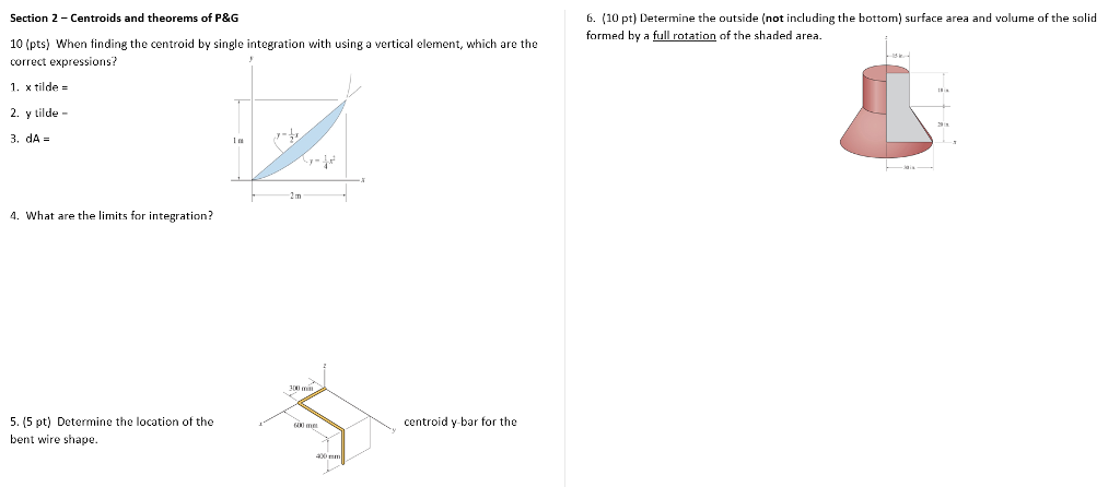 Solved Section 2 Centroids and theorems of P&G 10 (pts) When | Chegg.com