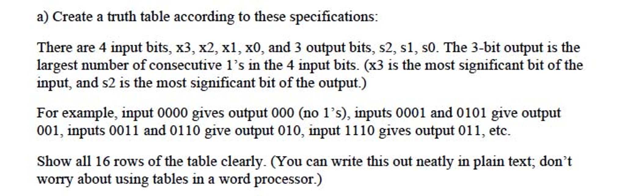 Solved Create a truth table according to these | Chegg.com