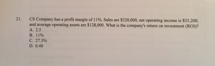 Solved CS Company has a profit margin of 11%. Sales arc | Chegg.com