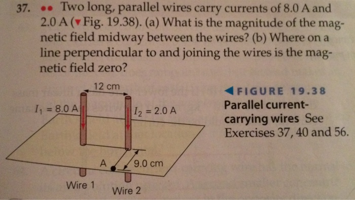 Solved: Two Long, Parallel Wires Carry Currents Of 8.0 A A... | Chegg.com