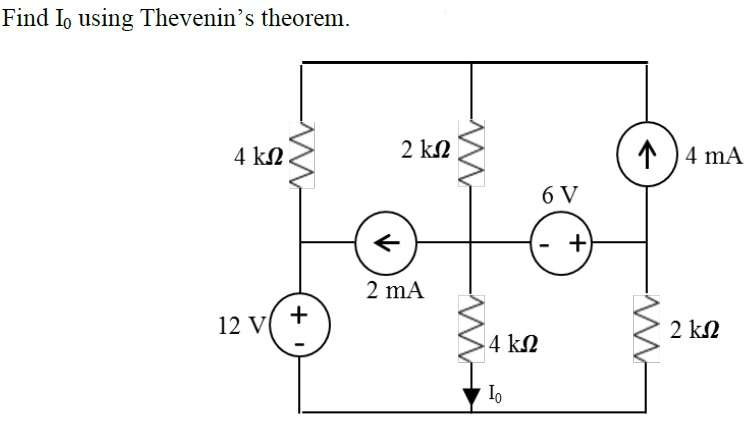 Solved Find I0 using Thevenin's theorem. | Chegg.com