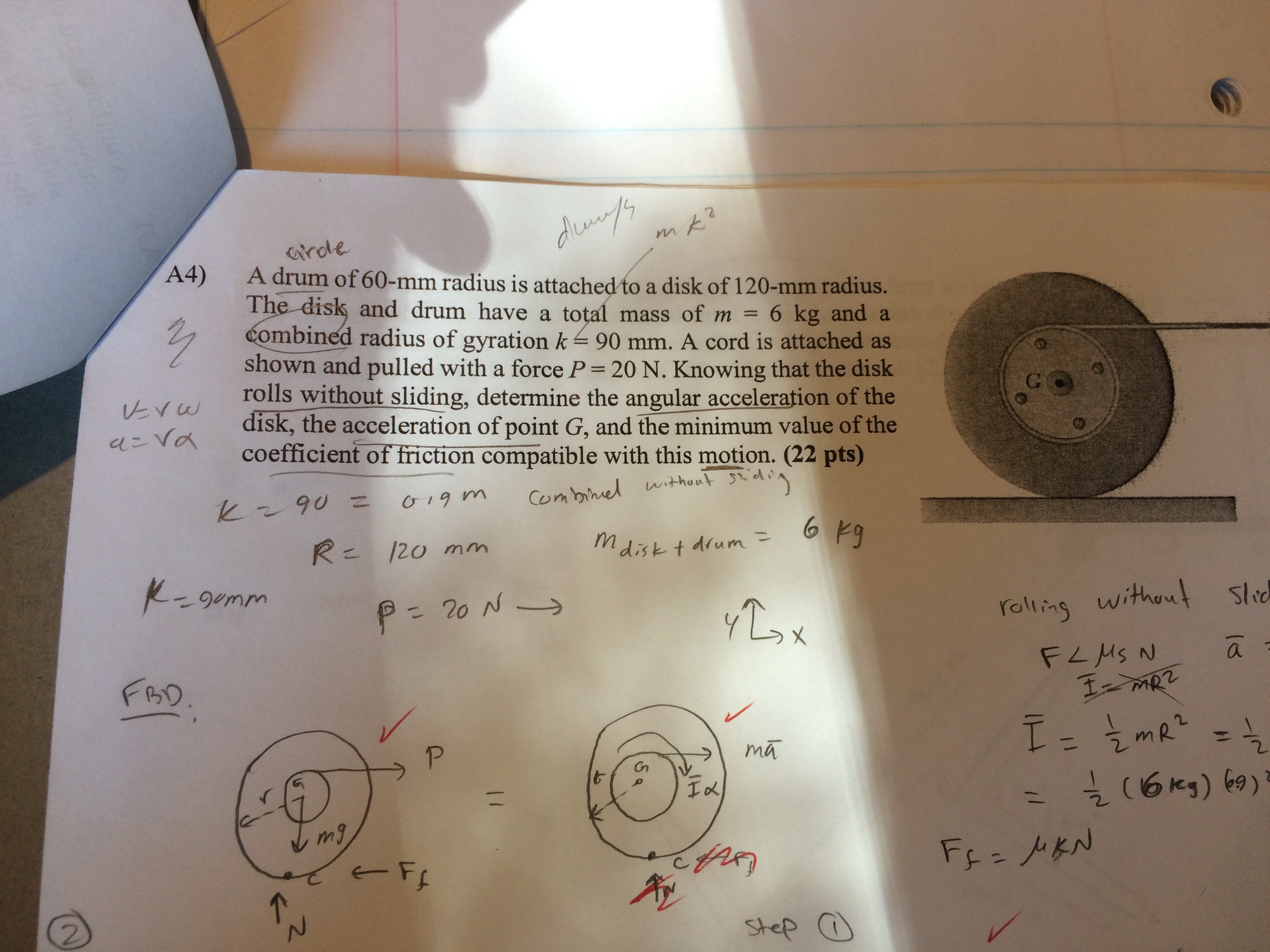 Solved A drum of 60-mm radius is attached to a disk of | Chegg.com