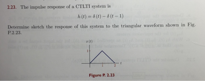 Solved 2.23. The impulse response of a CTLTI system is | Chegg.com