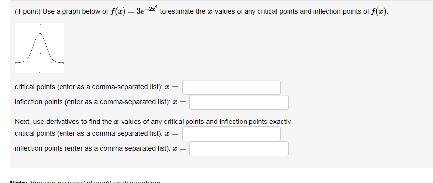 Solved Use a graph below of f(x) = 3e^-2x^2 to estimate the | Chegg.com