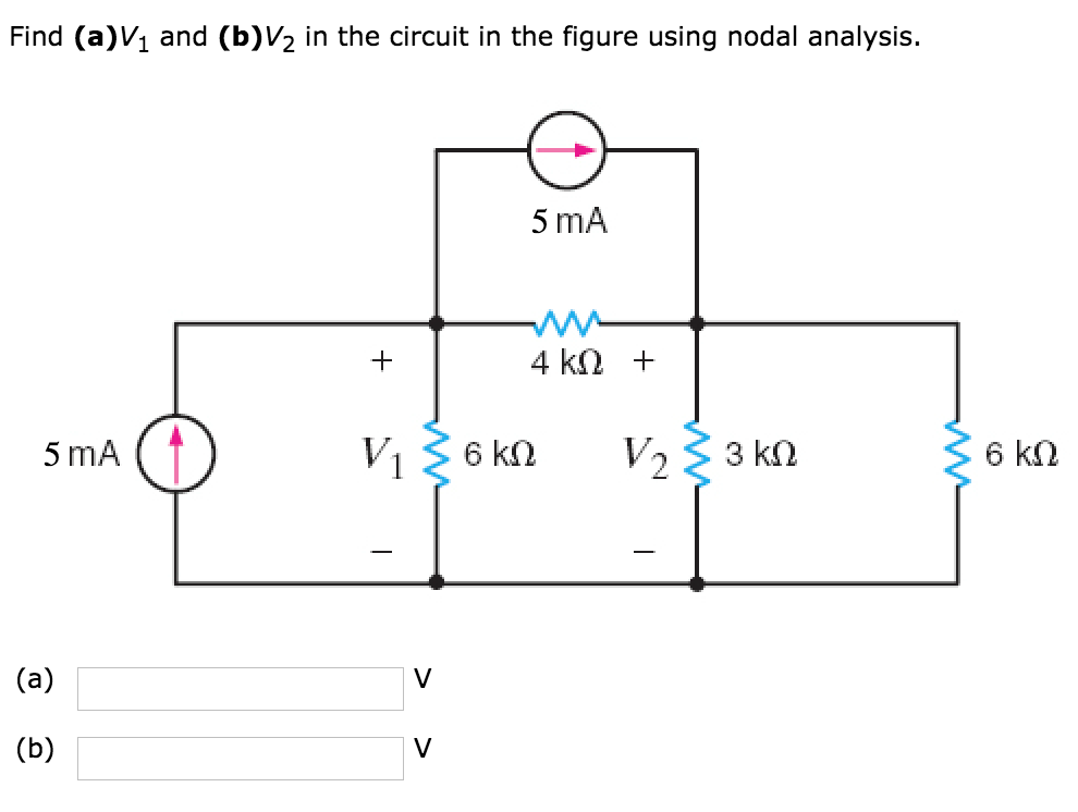 Solved Find (a)V1 and (b)V2 in the circuit in the figure | Chegg.com