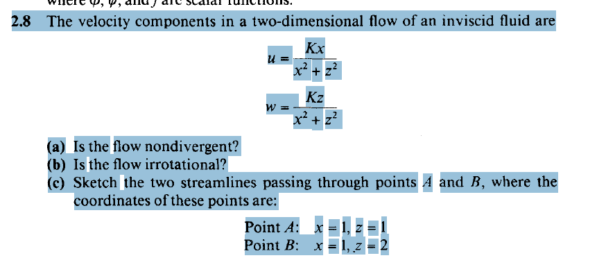 Solved The velocity components in a two-dimensional flow of | Chegg.com