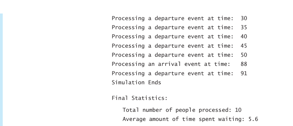 Implement the event-driven simulation of a bank that | Chegg.com