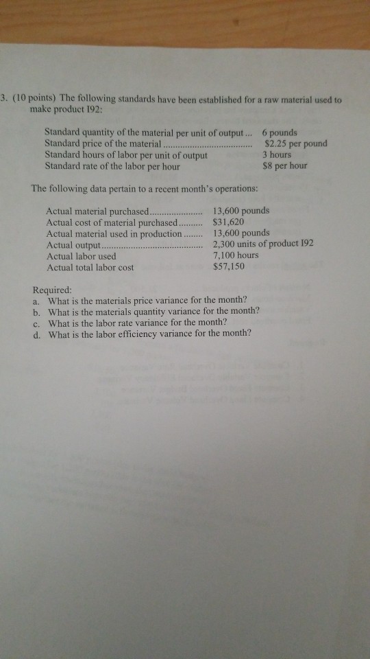 Solved 3. (10 points) The following standards have been | Chegg.com