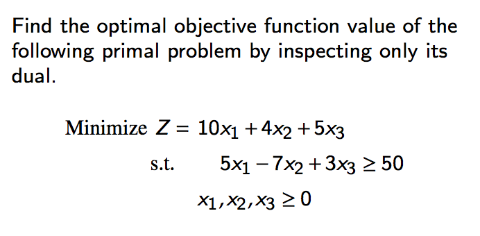 Solved Find The Optimal Objective Function Value Of The