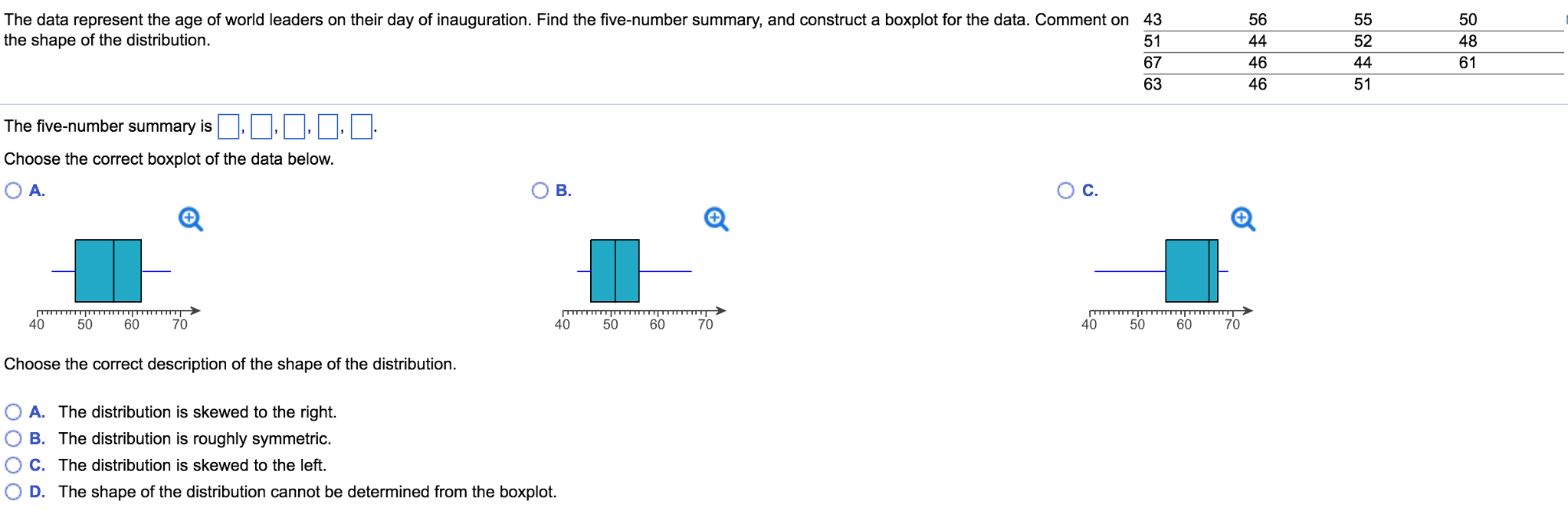 Solved Question Help The data represent the age of world | Chegg.com