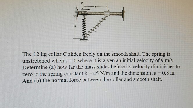 Solved The 12 kg collar C slides freely on the smooth | Chegg.com