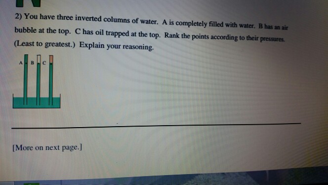 Solved: 2) You Have Three Inverted Columns Of Water. A Is ... | Chegg.com