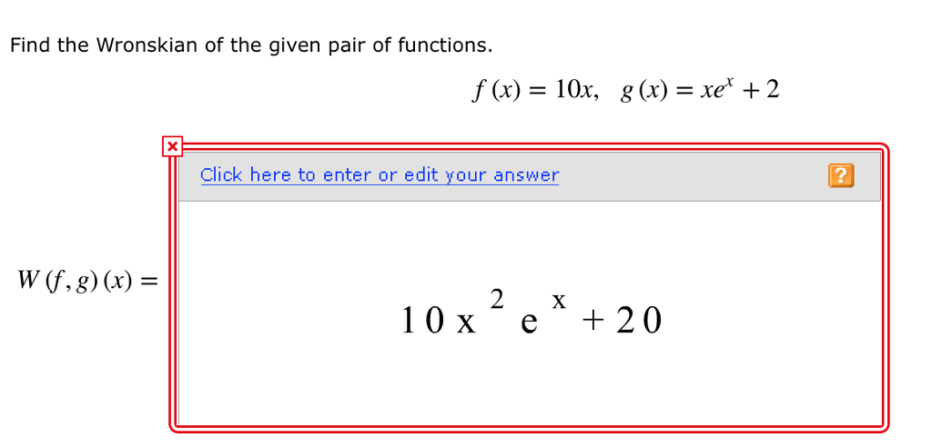Solved Find the Wronskian of the given pair of functions. | Chegg.com