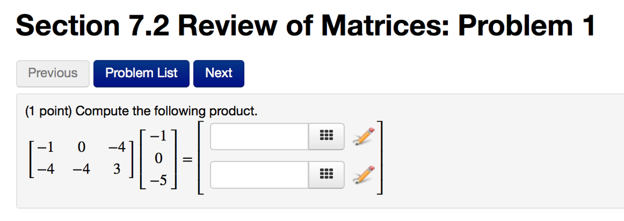 Solved Compute the following product. P-1 -4 0 -4 -4 3] | Chegg.com