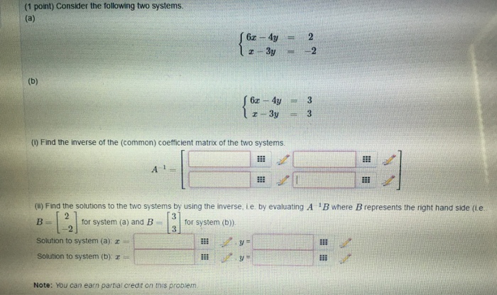 Solved Find me inverse of the (common) coefficient matrix of | Chegg.com