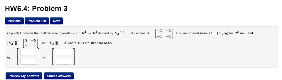 Solved HW6.4: Problem 3 Previous Problem List Next 1-1 (1 | Chegg.com