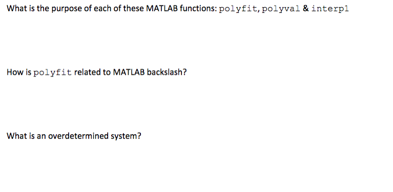 Solved What Is The Purpose Of Each Of These Matlab