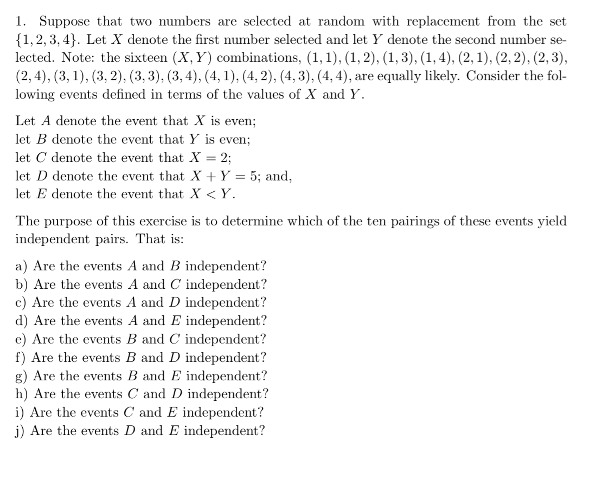 Solved Suppose That Two Numbers Are Selected At Random With 