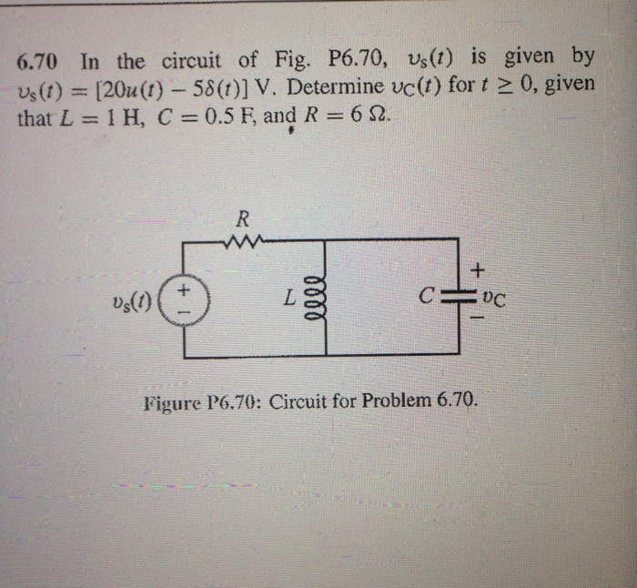 Solved In the circuit of Fig. P6.70, vs(t) is given by us(t) | Chegg.com