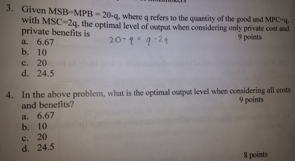 Solved ClS 3. Given MSB-MPB 20-q, where q refers to the | Chegg.com